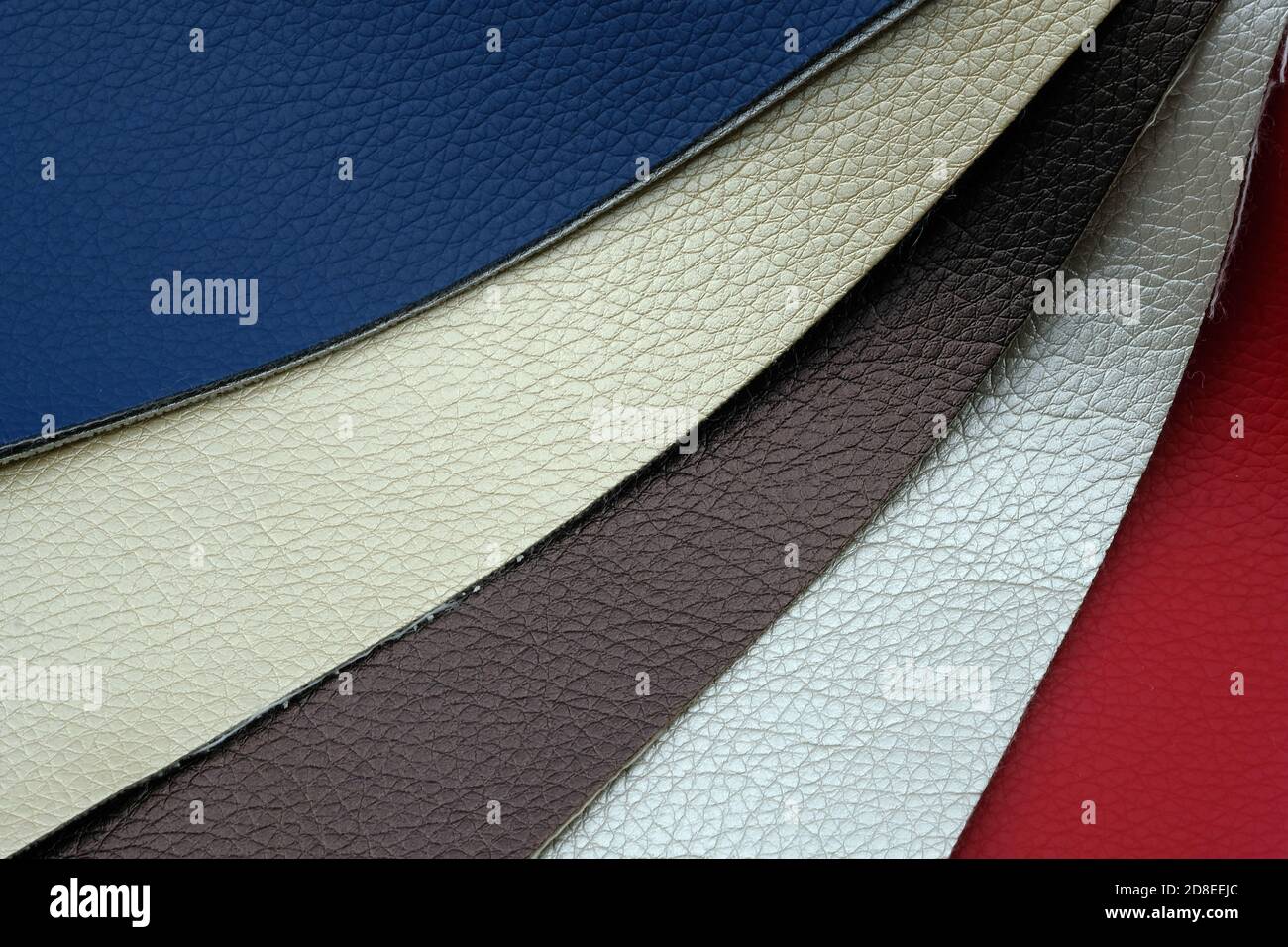 Leatherette samples top view. Fabric for sewing shoes, bags. Eco ...