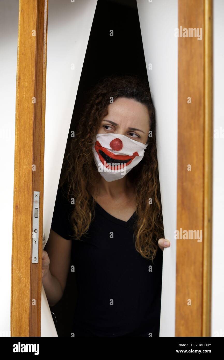 Angry woman face mask hi-res stock photography and images - Alamy