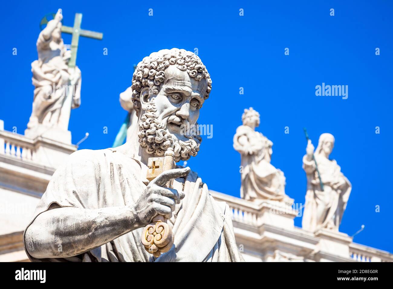 Detail of Saint Peter statue located in front of Saint Peter Cathedral ...