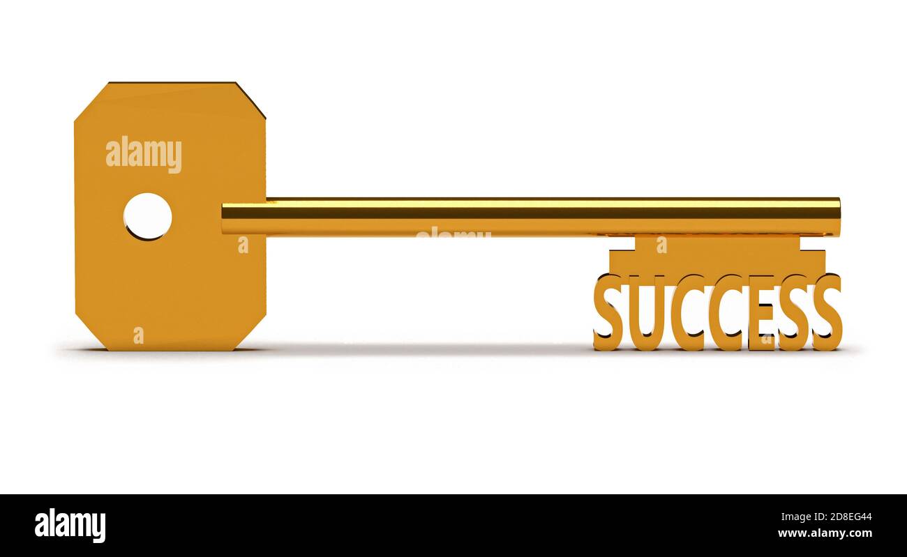 Golden key success illustration Cut Out Stock Images & Pictures - Alamy