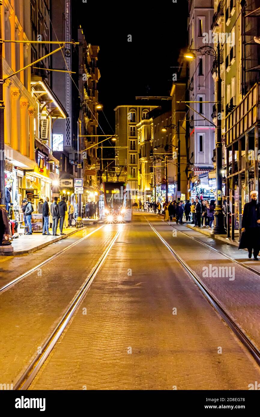Cityscape with traffic at night in Istanbul Stock Photo - Alamy
