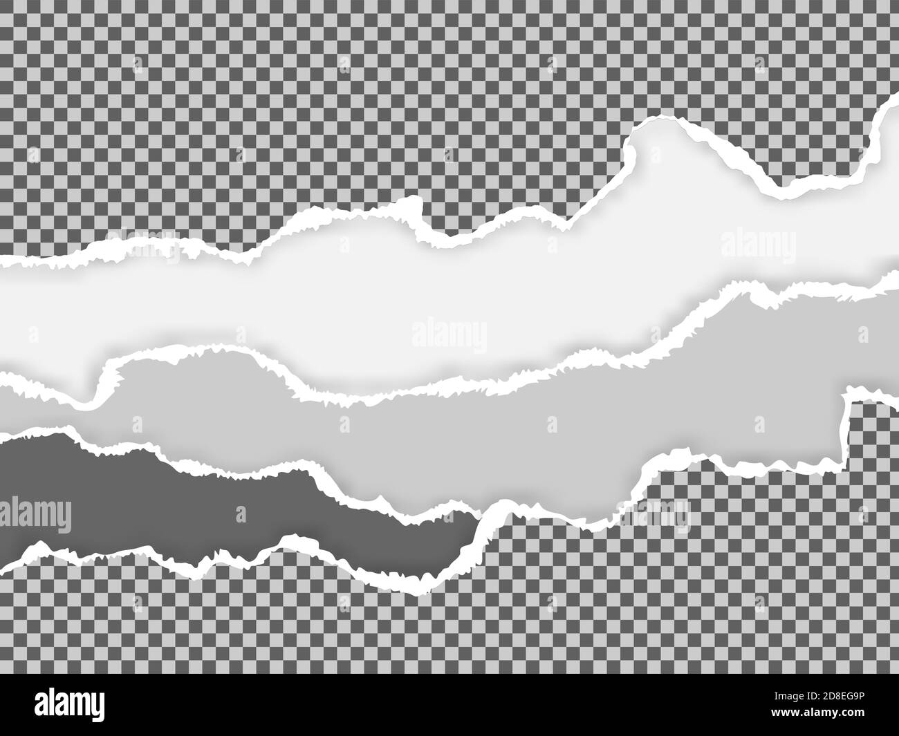 Realistic torn, ripped paper sheets with shadows. Ragged pieces of ...