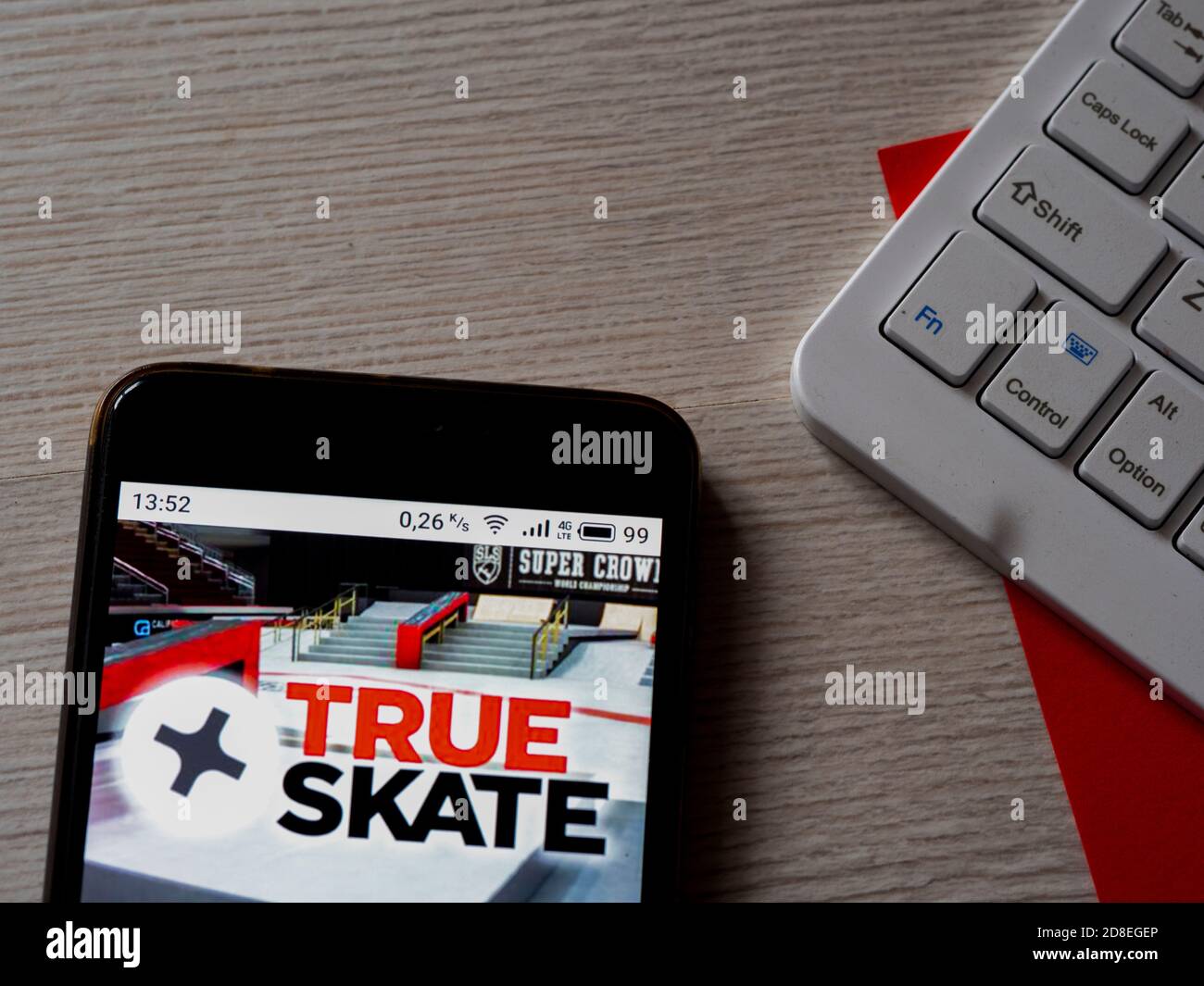 In this photo illustration a True Skate logo is seen displayed on a ...