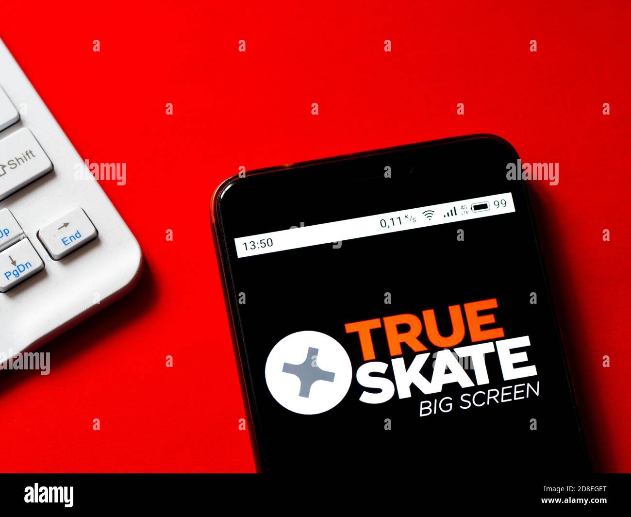 In this photo illustration a True Skate logo is seen displayed on a ...