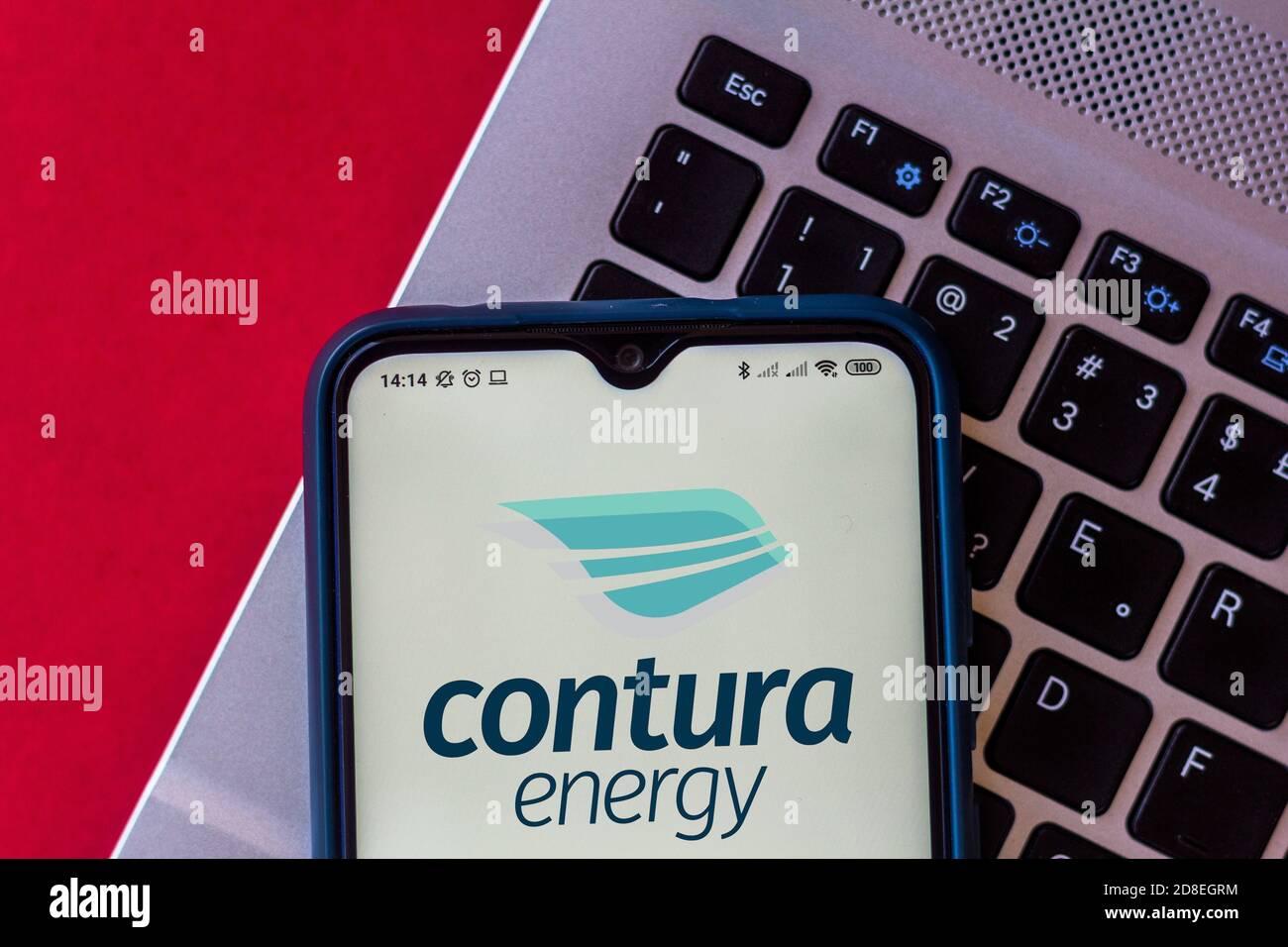 In this photo illustration the Contura Energy logo seen displayed on a ...
