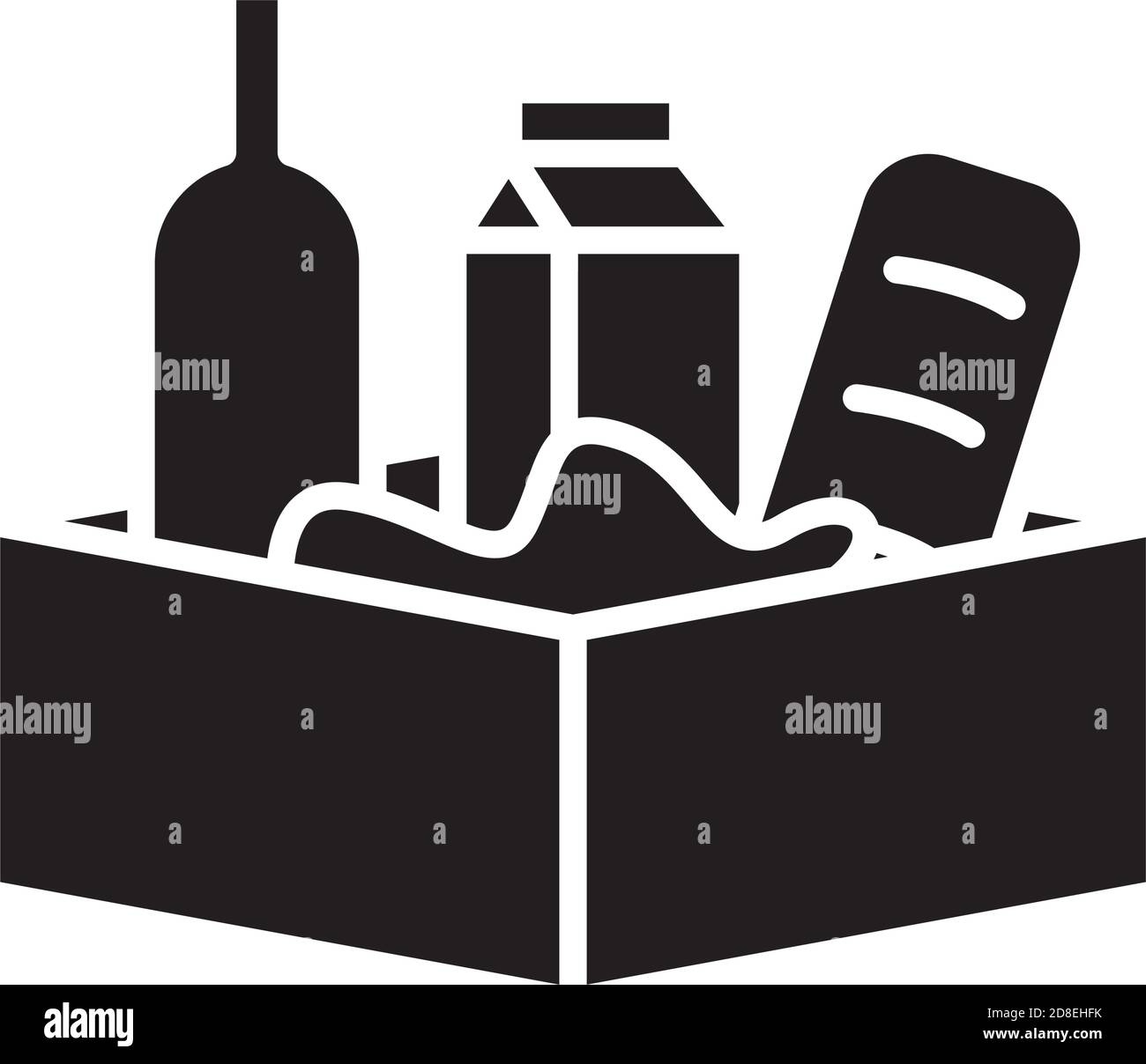 box with groceries silhouette style icon vector illustration design ...