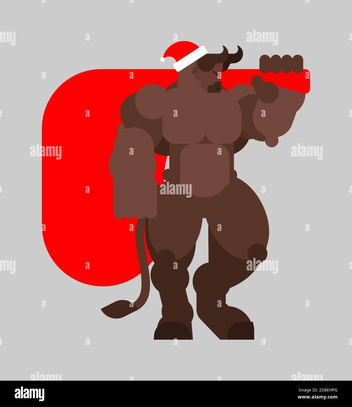 Santa bull 2021 Year symbol. Christmas and new year illustration. year ...