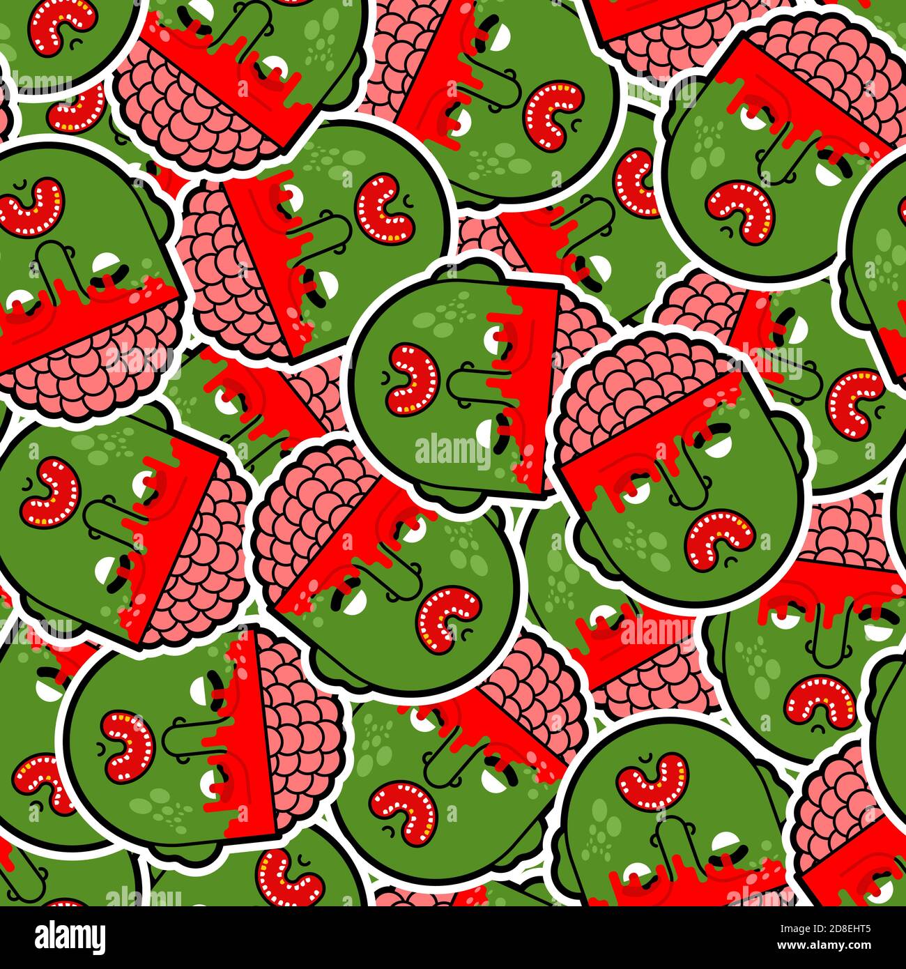 Zombie pattern seamless. Zombi head and brains background Stock Vector ...