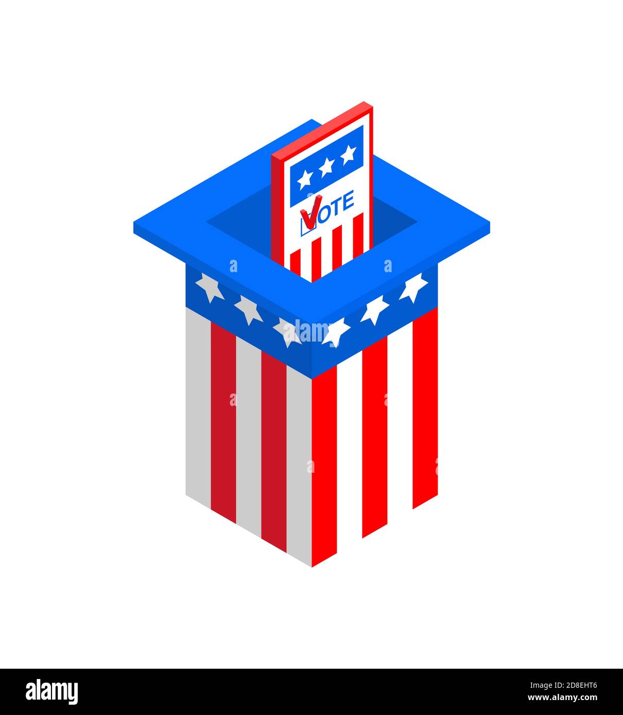 Vote in Uncle sam hat. USA election day. Isometric vector illustration ...