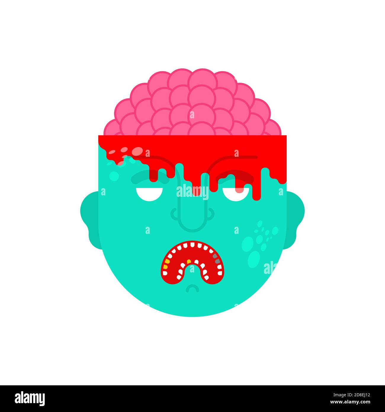 Zombie head and brains isolated. Zombi head inside brain Stock Vector ...