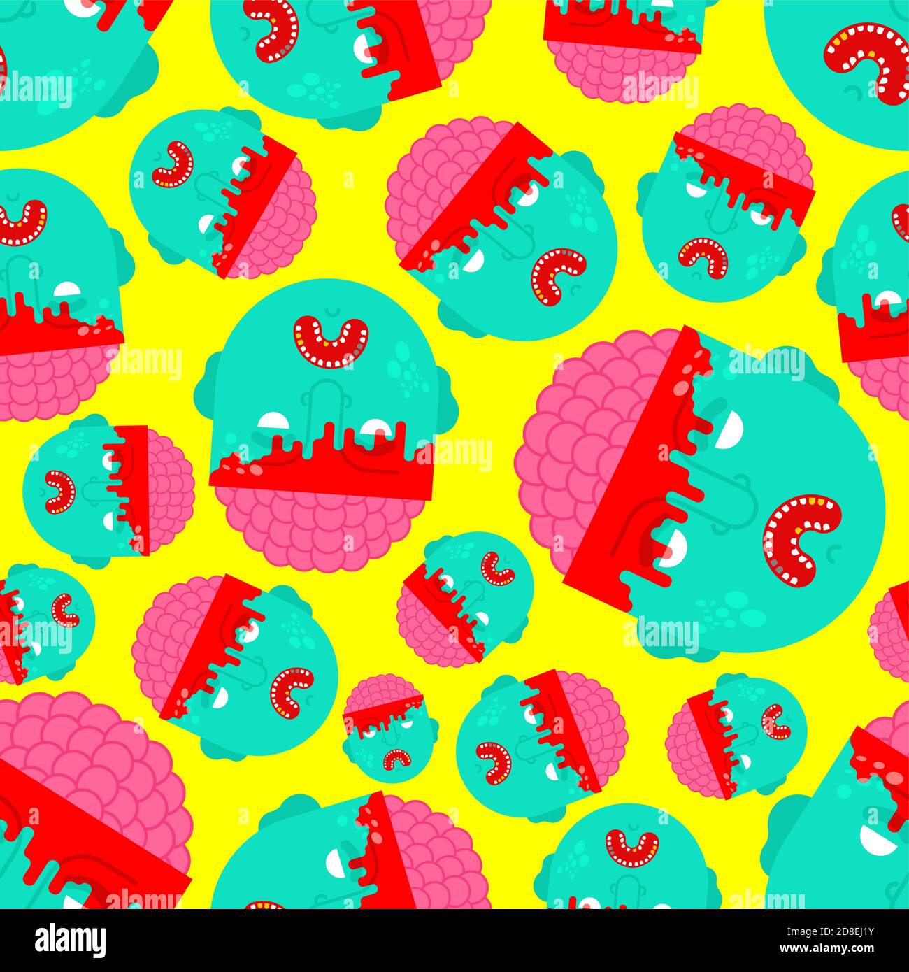 Zombie pattern seamless. Zombi head and brains background Stock Vector ...