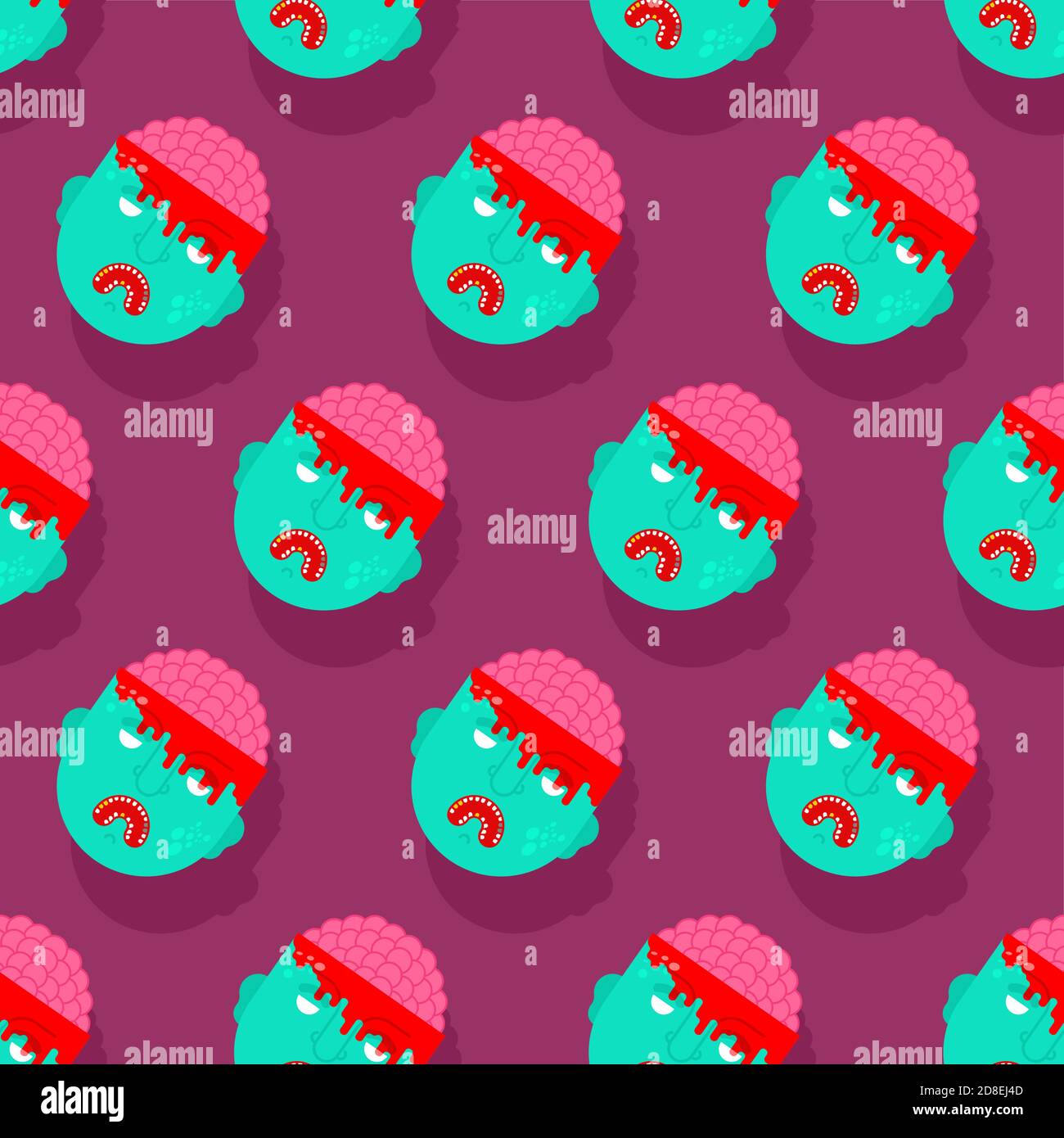 Zombie pattern seamless. Zombi head and brains background Stock Vector ...