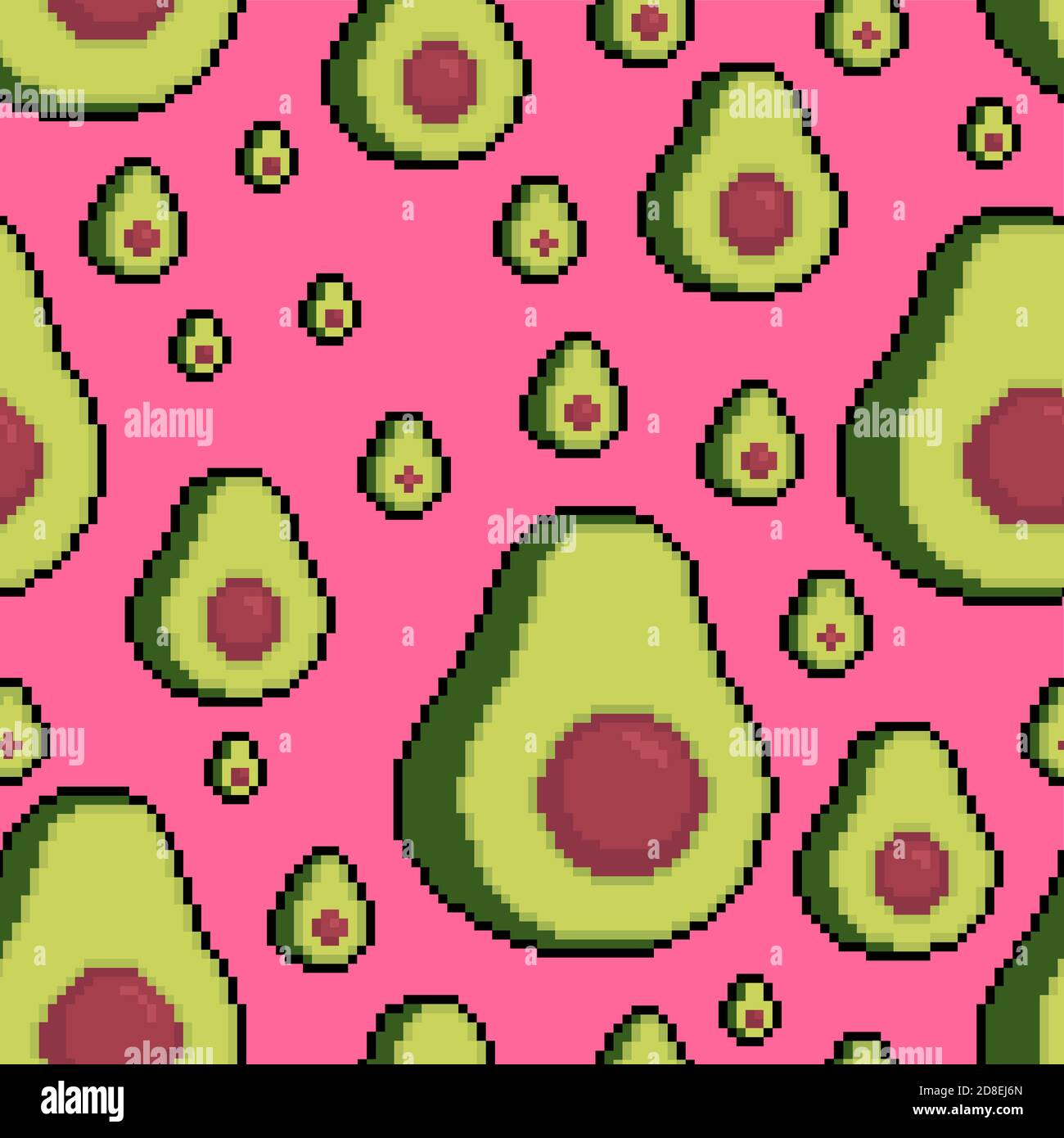 Avocado pixel art pattern seamless. Tropical green fruit 8 bit ...