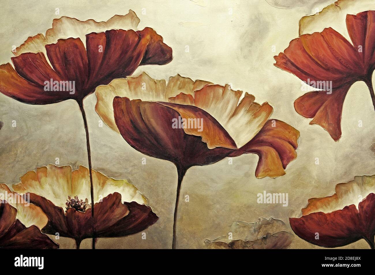 Painting poppies with texture Stock Photo - Alamy