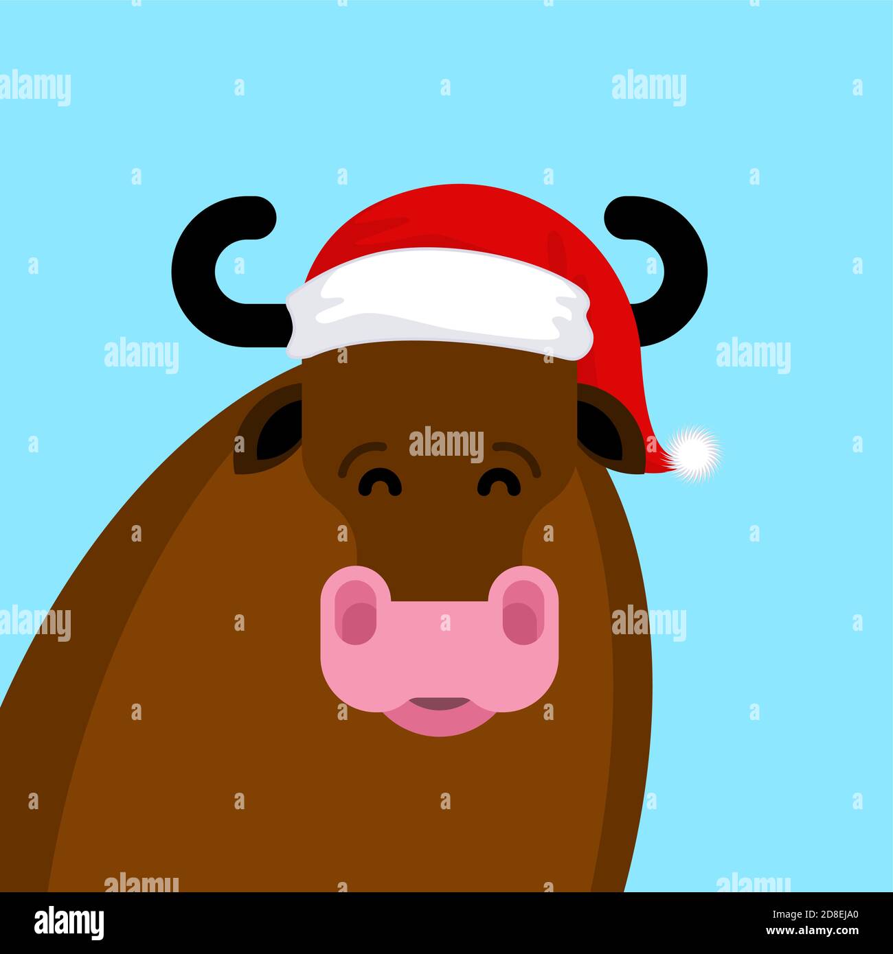 Santa bull 2021 Year symbol. Christmas and new year illustration. year ...