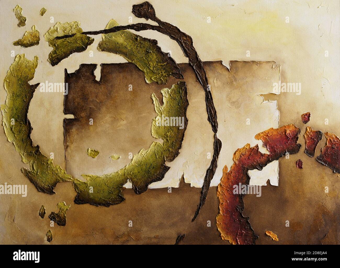 Painting abstract forms with texture on canvas Stock Photo - Alamy