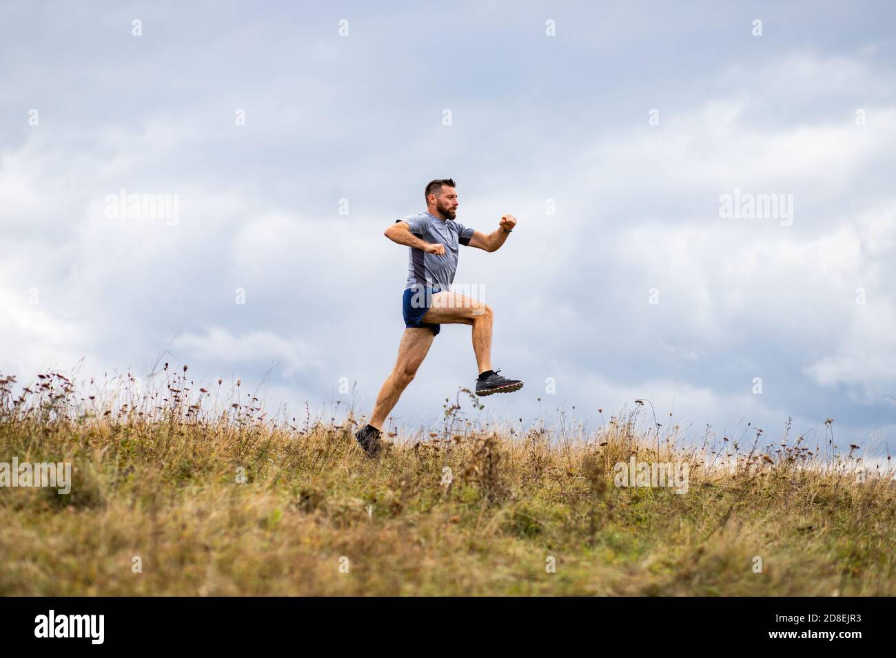 handsome trail runner running in nature Stock Photo - Alamy