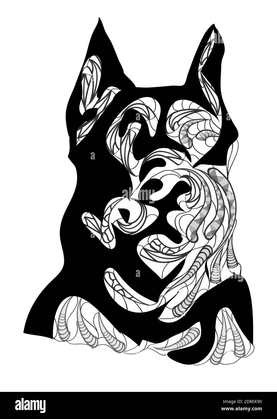 Dog dark fur white Black and White Stock Photos & Images - Alamy