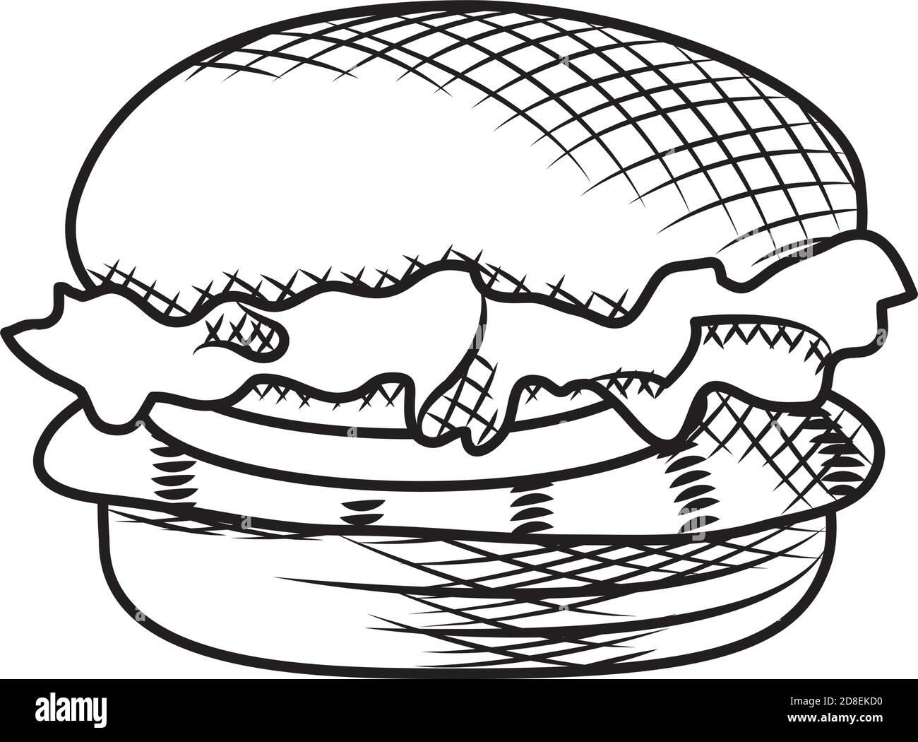 hamburger icon over white background, food concept, hand draw style ...
