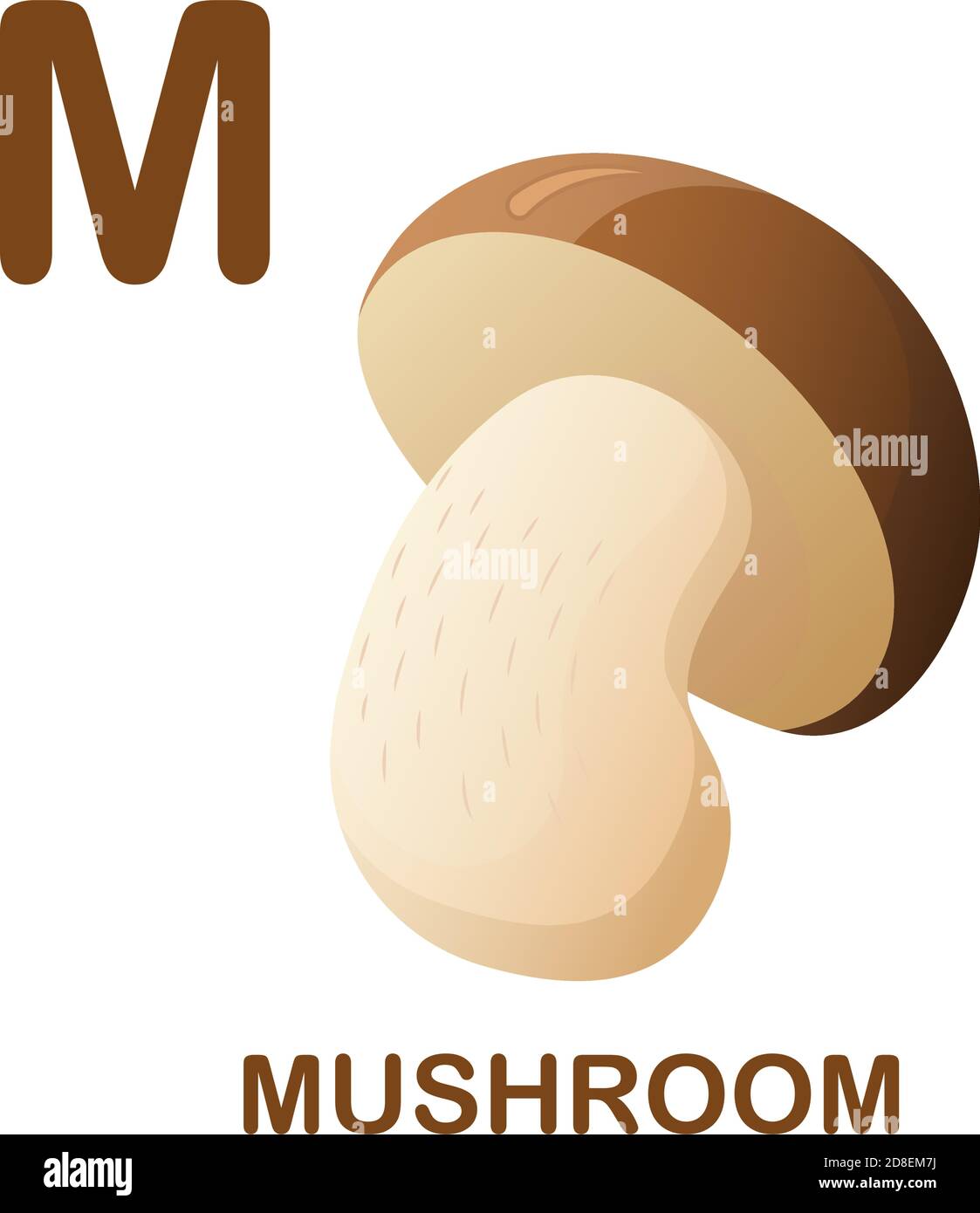 Mushroom vector illustration. Illustration for alphabet on white ...