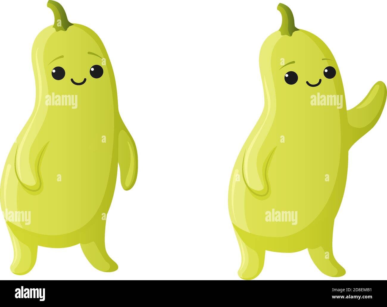 Kawaii zucchini characters. Vector icon. Illustration for sticker ...