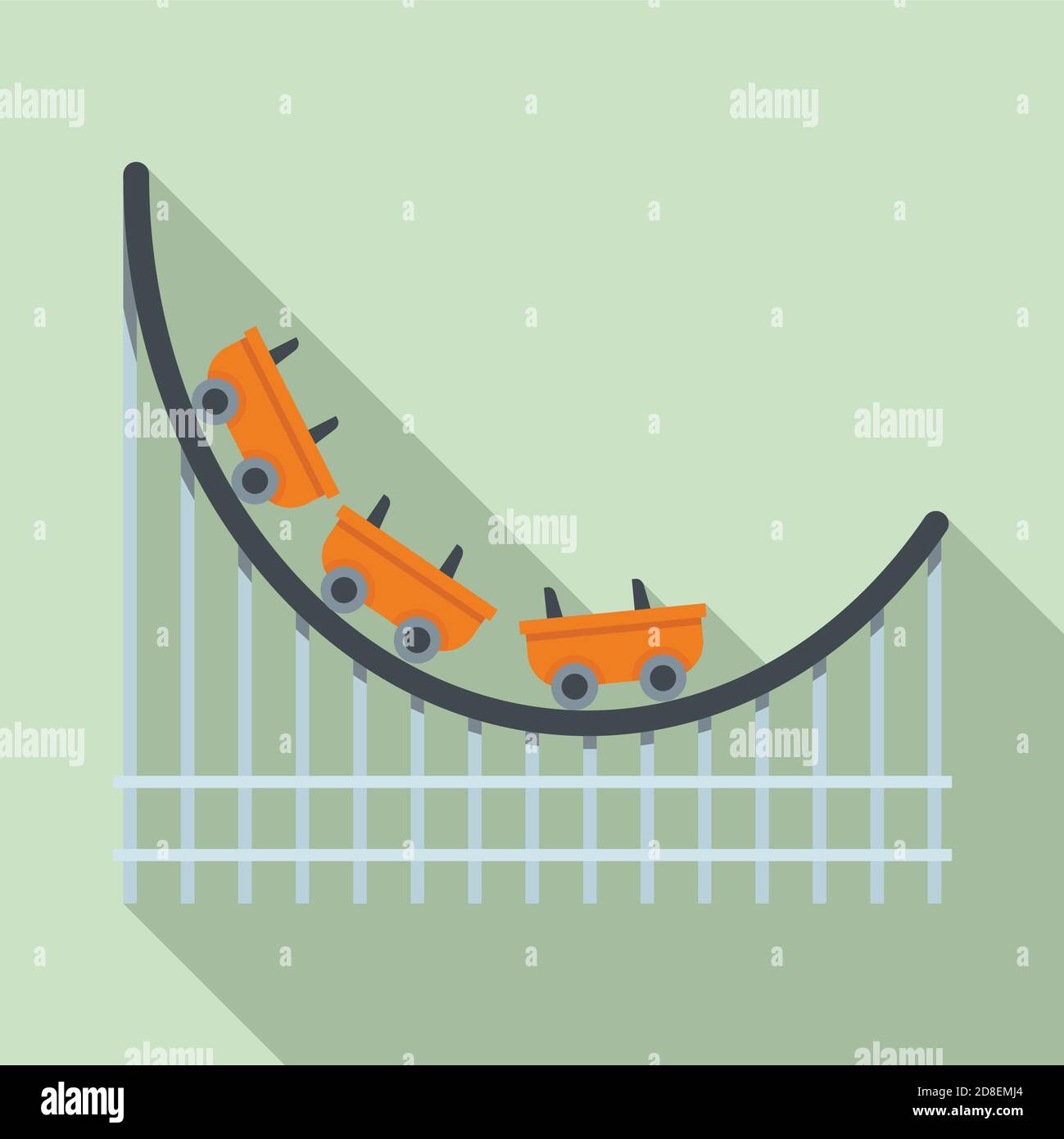 Scary roller coaster icon, flat style Stock Vector Image & Art - Alamy