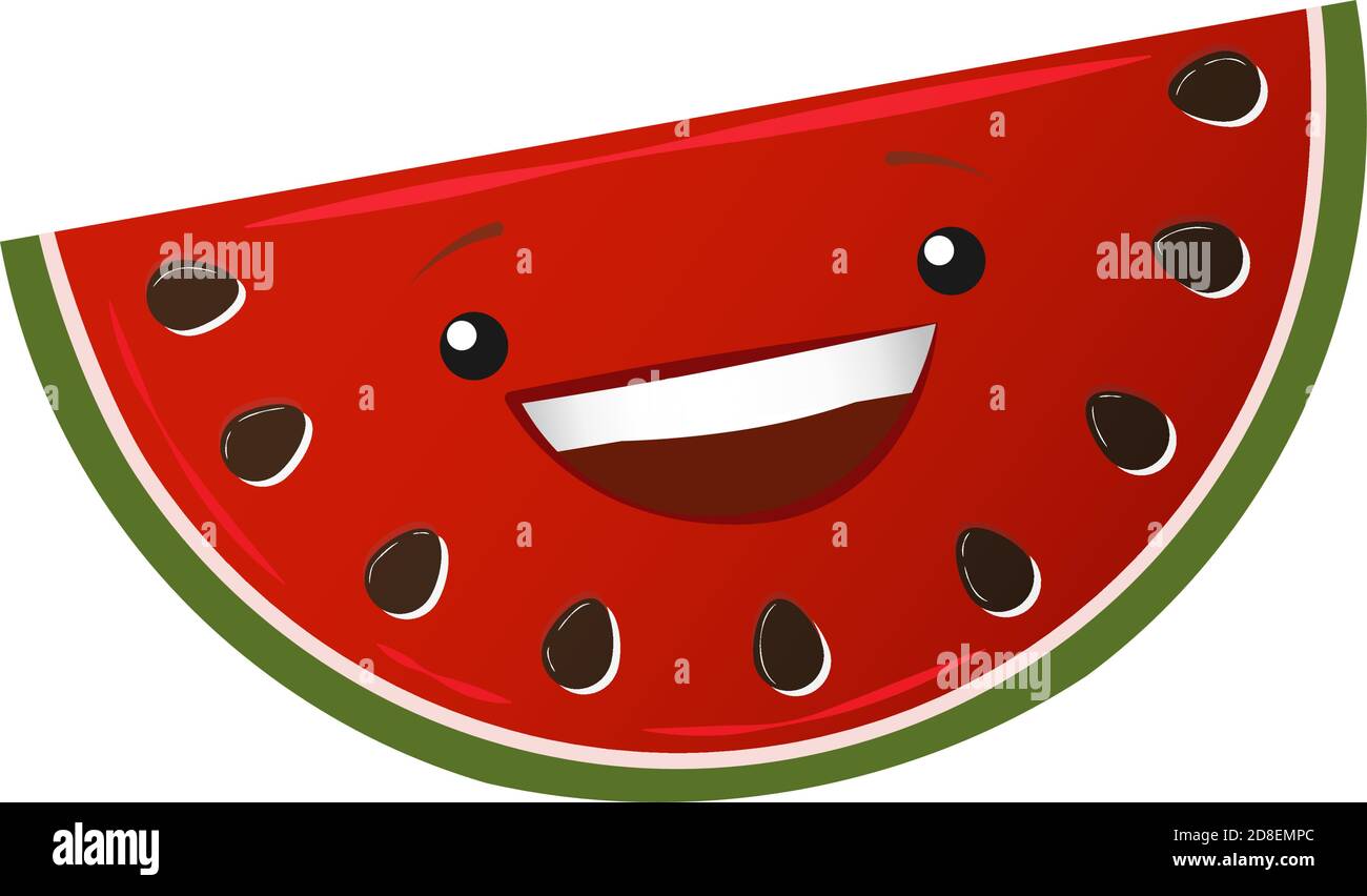 Watermelon cute character. Funny Fruit poster with vector watermelon ...