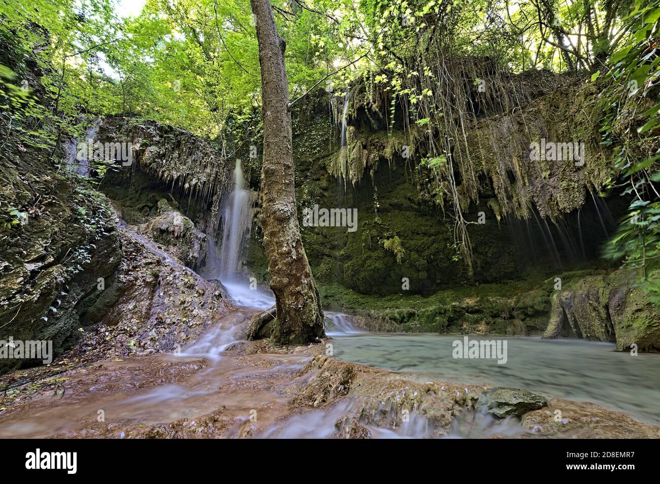 Upper End of Skra Waterfall in Greece Stock Photo - Alamy