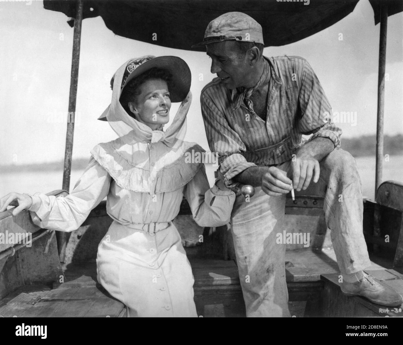 KATHARINE HEPBURN and HUMPHREY BOGART in THE AFRICAN QUEEN 1951 ...