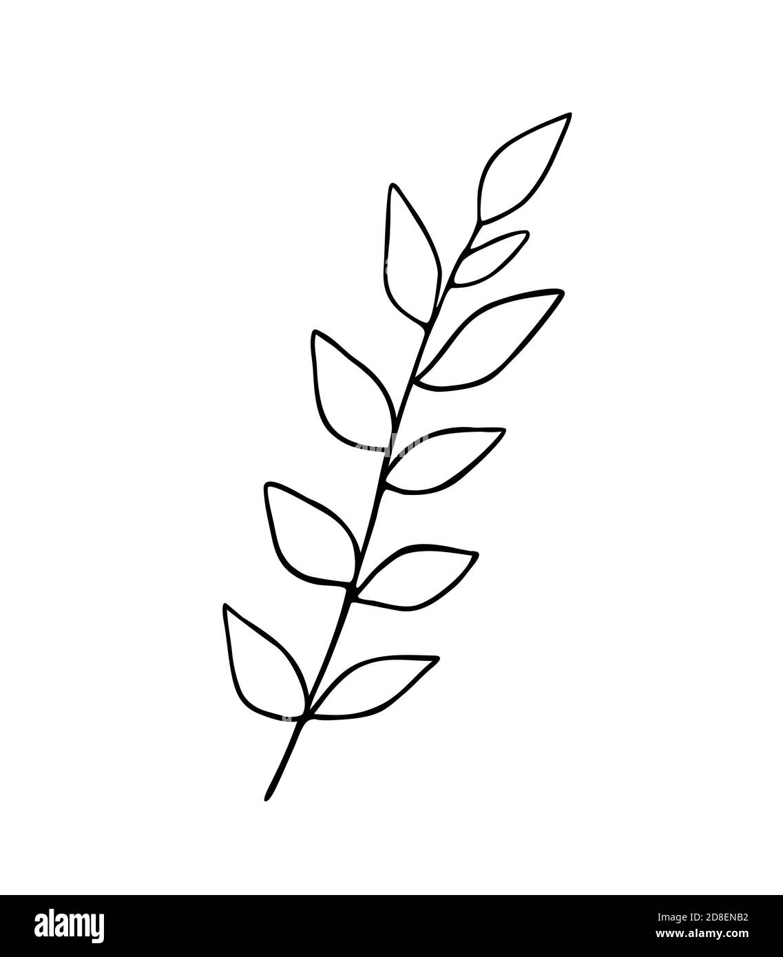 Leaves simple outline vector minimalist concept illustration, thin line ...