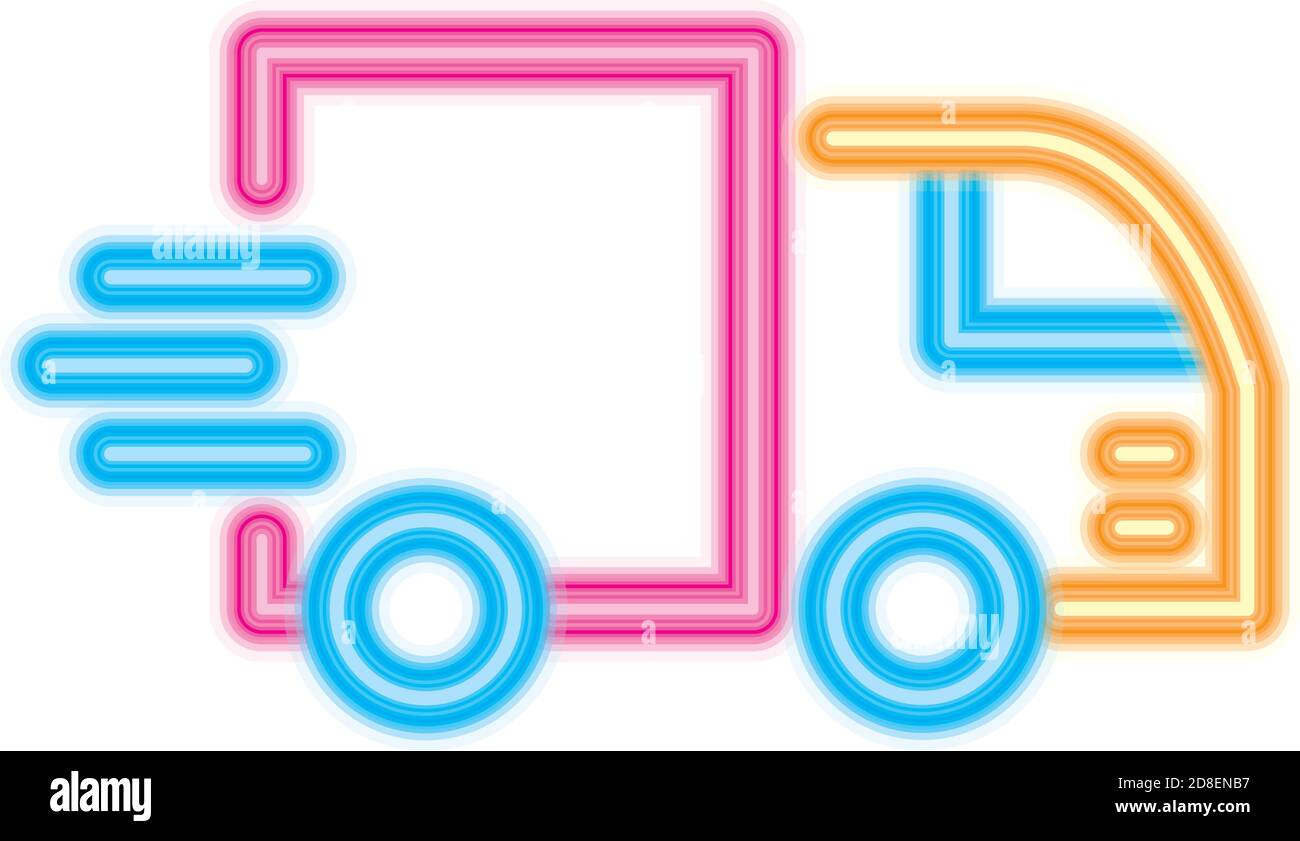 cargo truck icon over white background, neon style, vector illustration ...