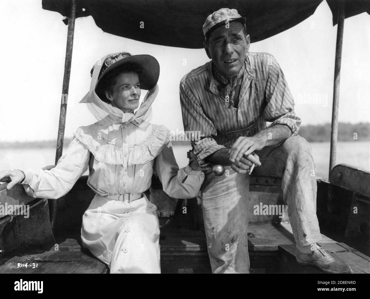 KATHARINE HEPBURN and HUMPHREY BOGART in THE AFRICAN QUEEN 1951 ...