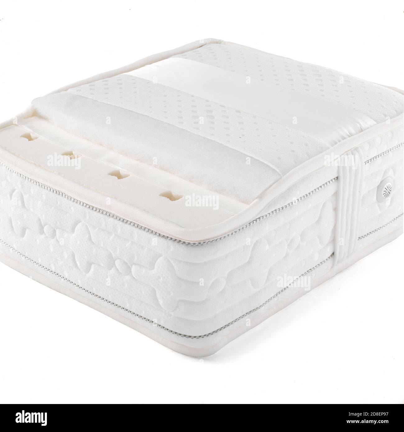 Double Mattress closeup. Isolated on a white background Stock Photo - Alamy