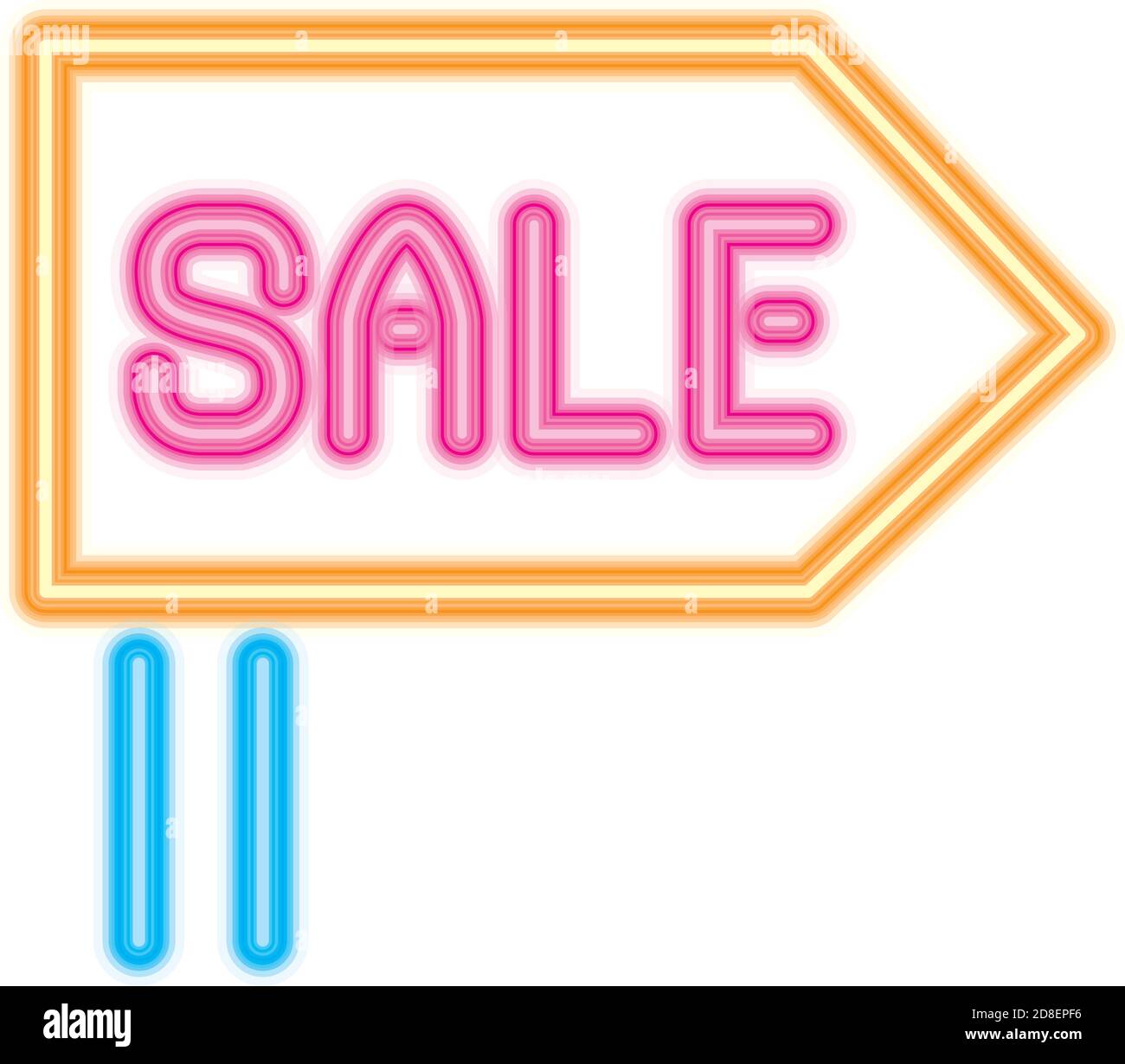 sale road sign icon over white background, neon style, vector ...