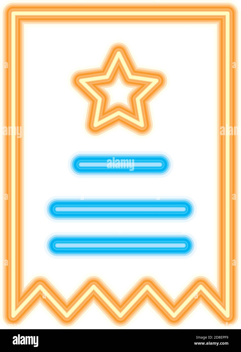 invoice with star icon over white background, neon style, vector ...