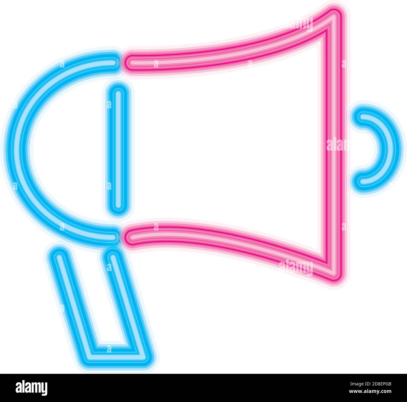 megaphone device icon over white background, neon style, vector ...