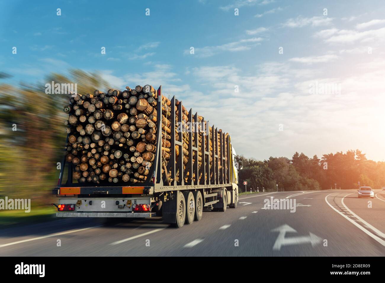 Long heavy industrial wood carrier cargo vessel truck trailer with big ...