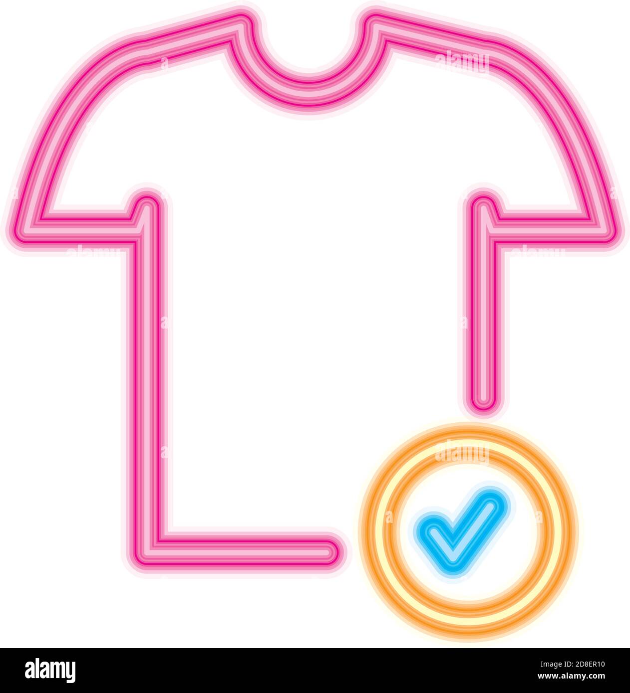 tshirt with check mark icon over white background, neon style, vector ...
