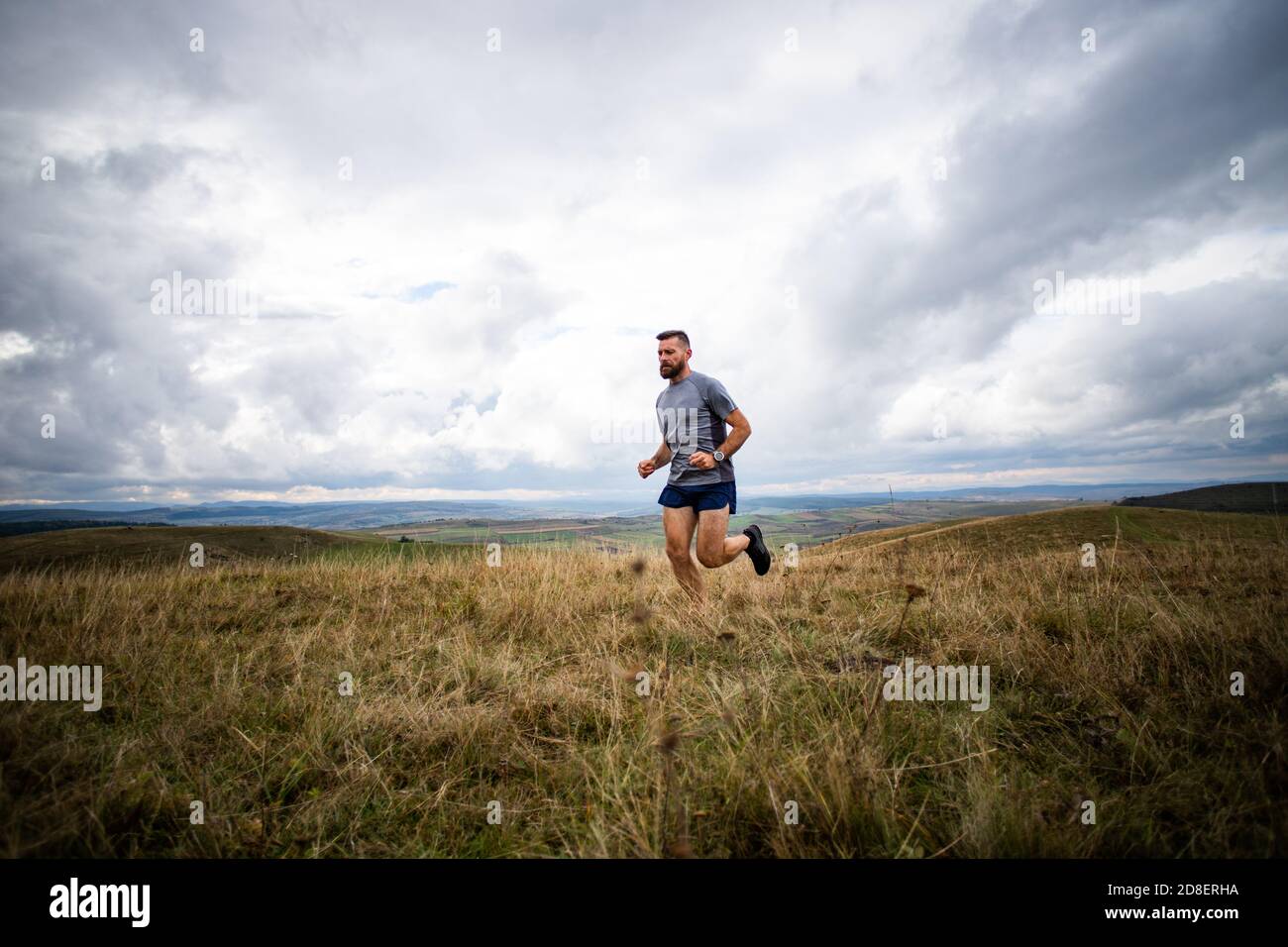 handsome trail runner running in nature Stock Photo - Alamy