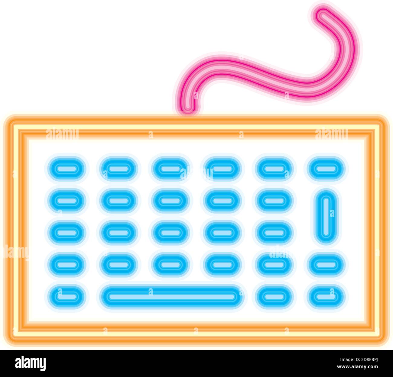 keyboard device icon over white background, neon style, vector ...
