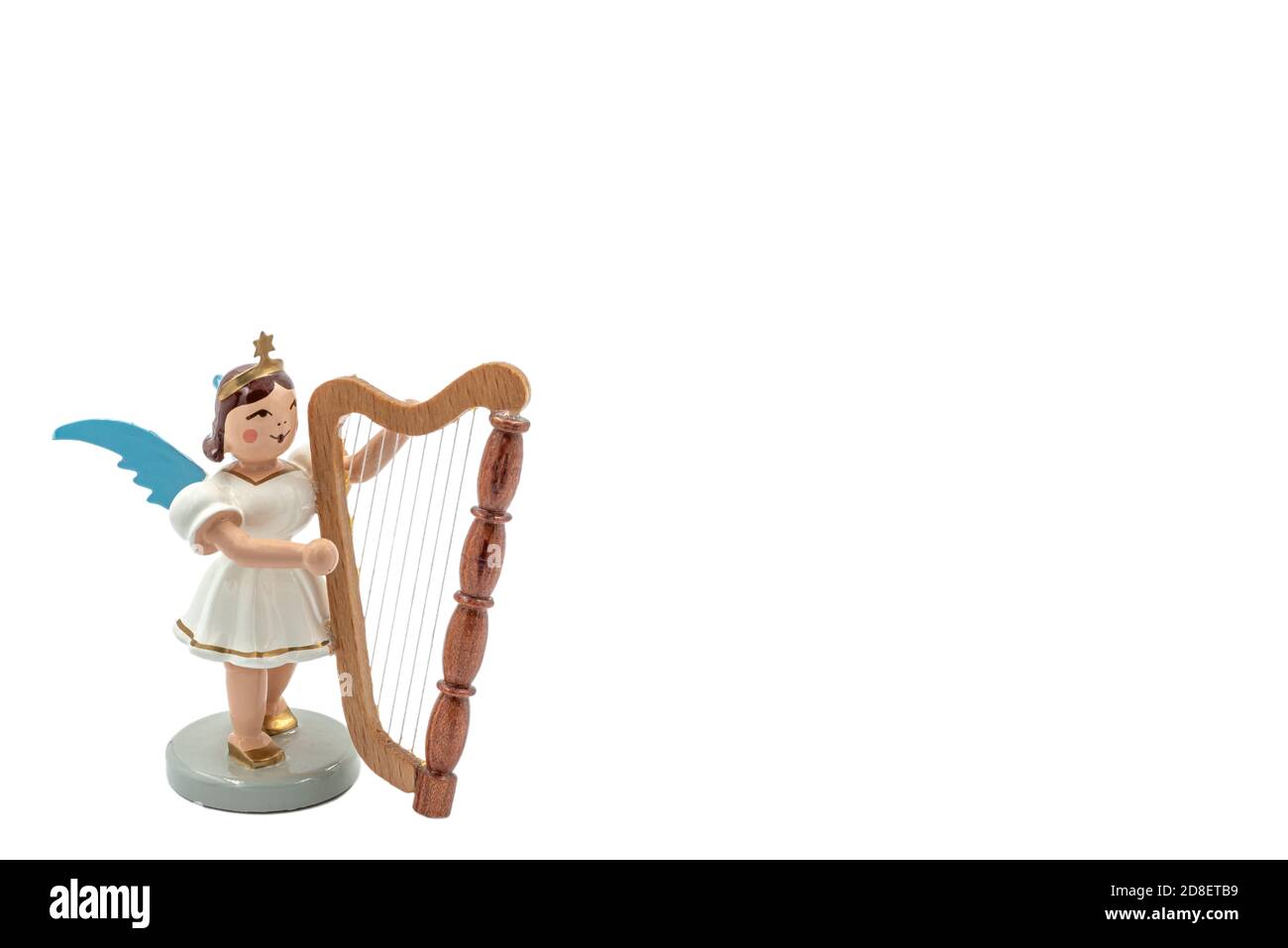 Closeup of a original handcarved wooden German Christmas Angel figurine ...