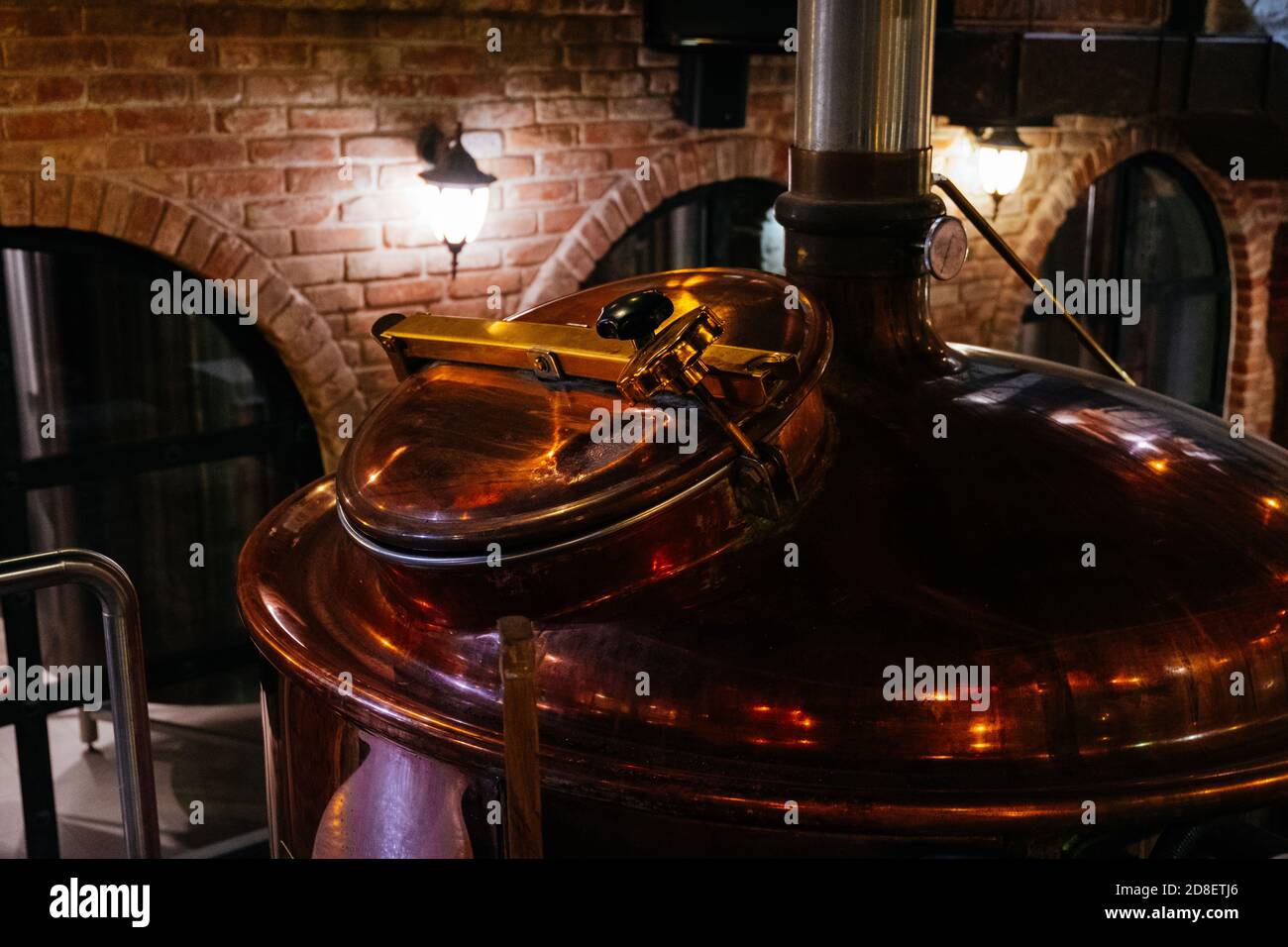 Craft beer production line in private microbrewery Stock Photo - Alamy