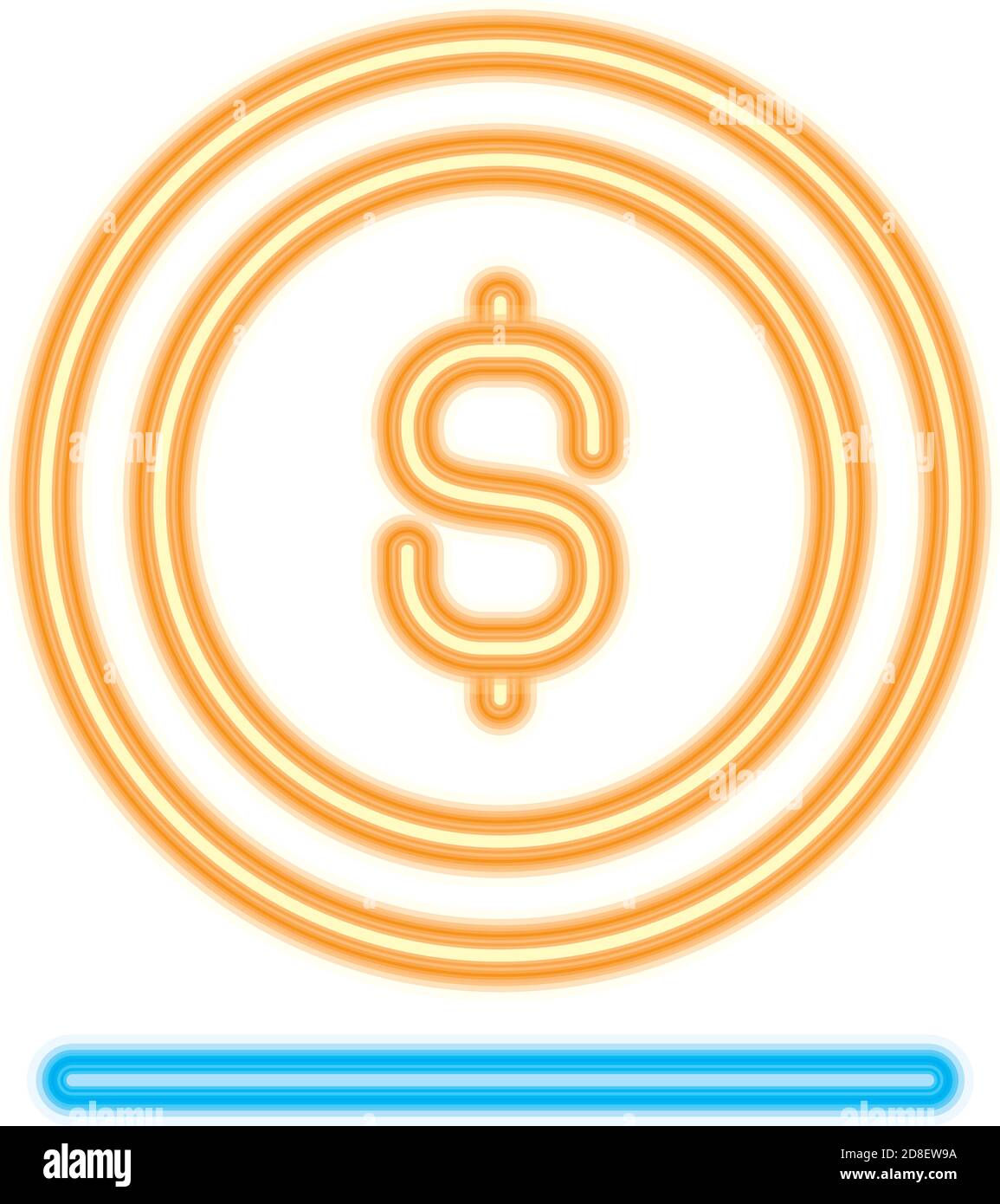 money coin icon over white background, neon style, vector illustration ...