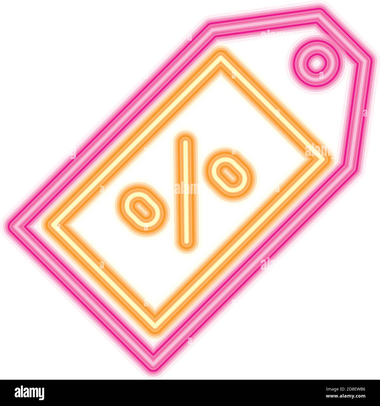 price tag with percentage symbol over white background, neon style ...