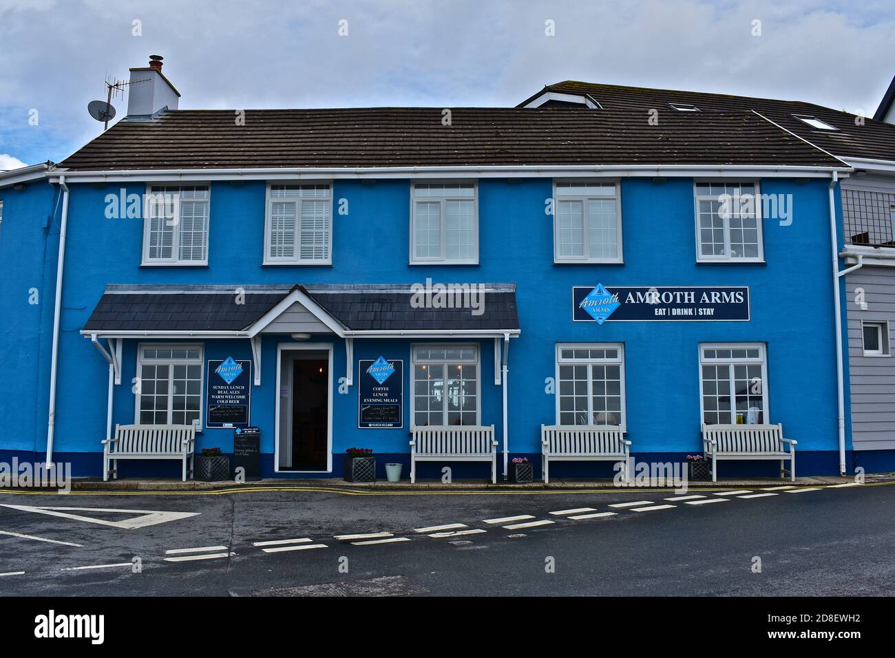 The Amroth Arms public house overlooks the sea and is located in the ...
