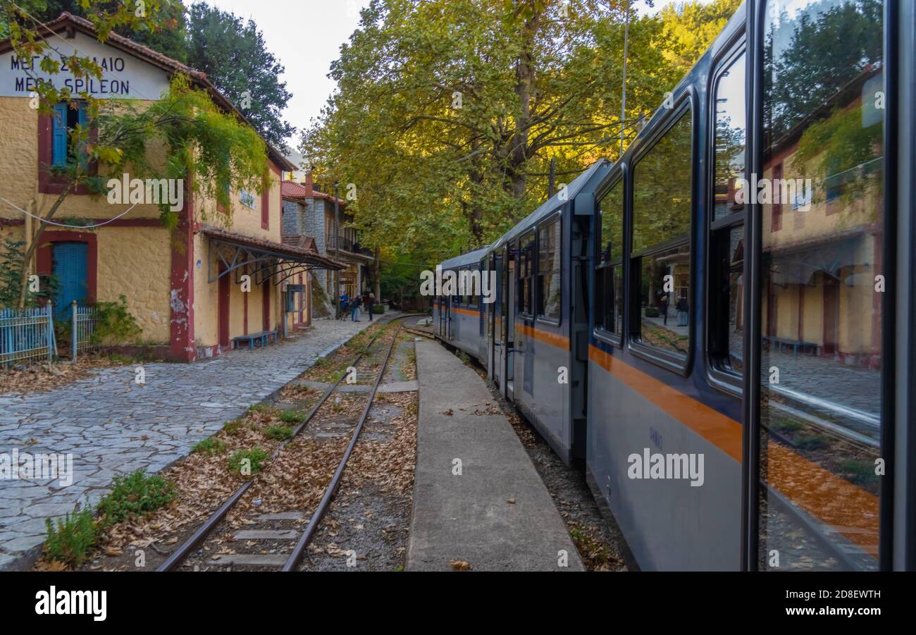 The Diakopto–Kalavryta railway, a historic rack railway runnning 22 km ...