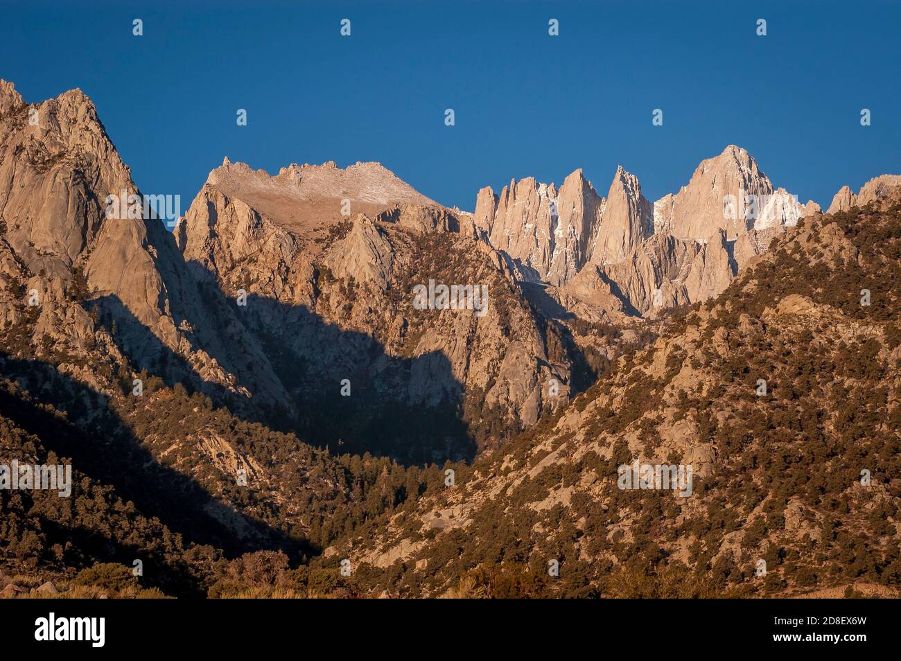 Rugged peaks and Mount Whitney in the Sierra Nevada Range Stock Photo ...