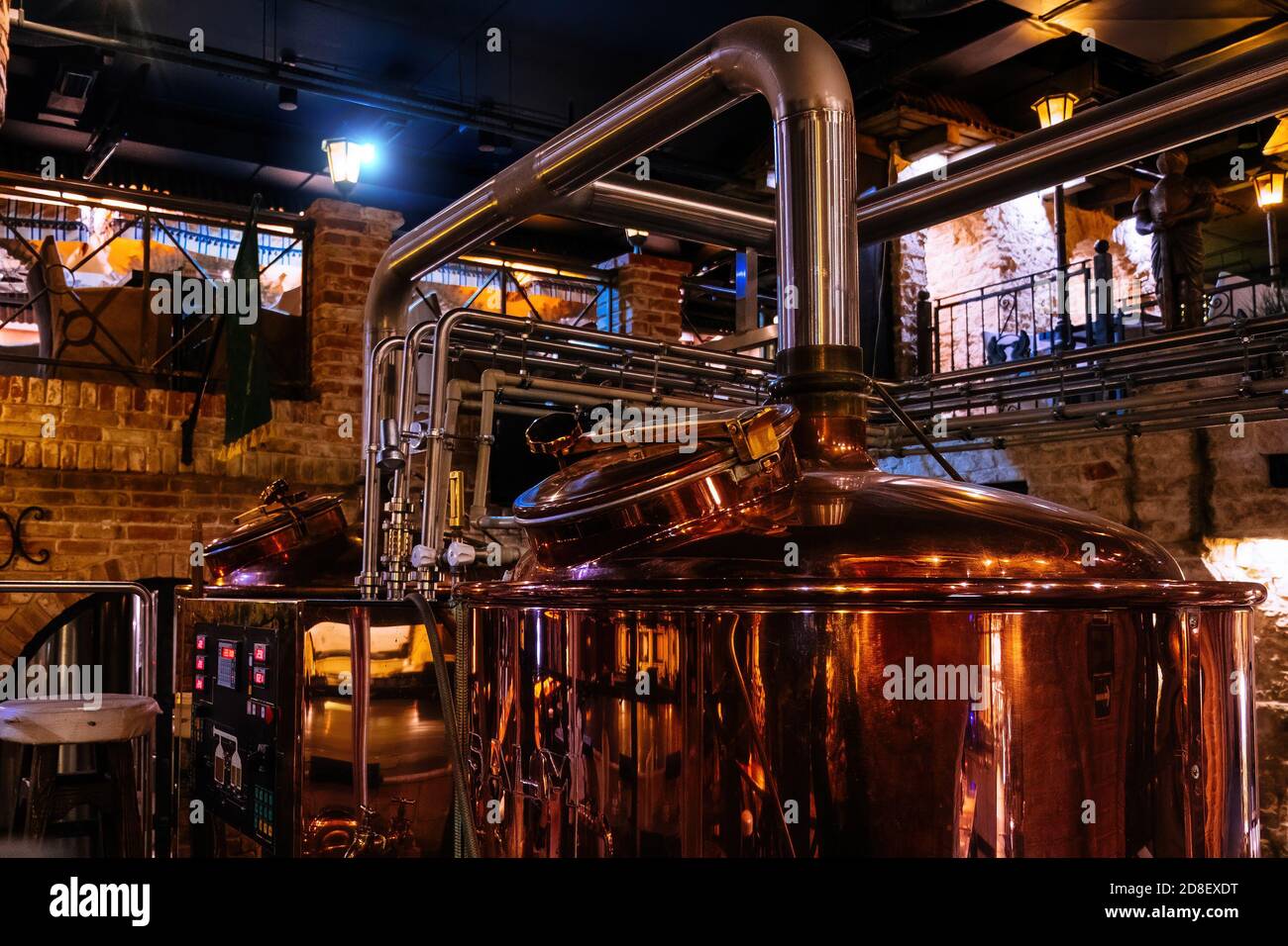 Craft beer production line in private microbrewery Stock Photo - Alamy