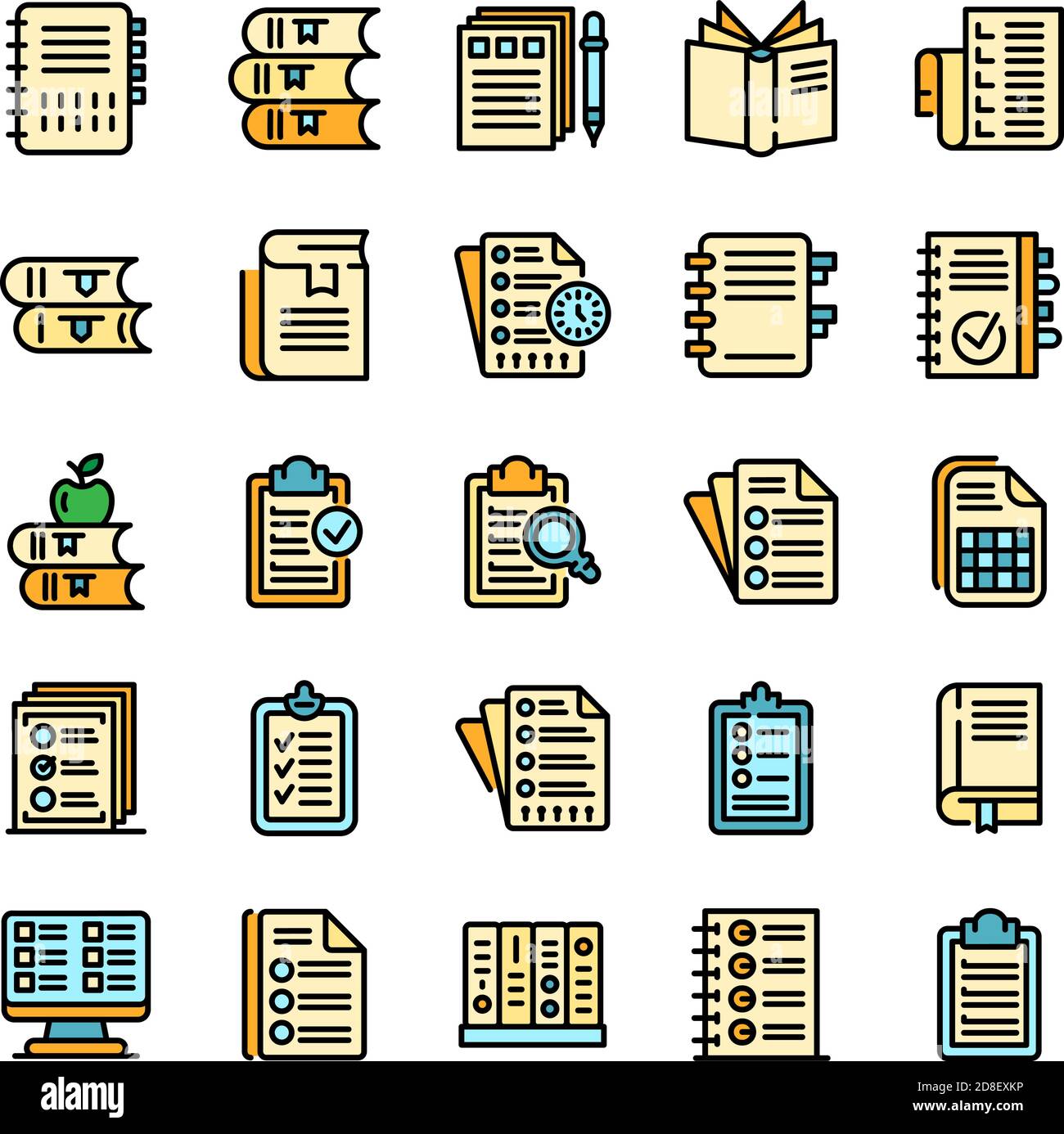 Syllabus icons set. Outline set of syllabus vector icons thin line ...