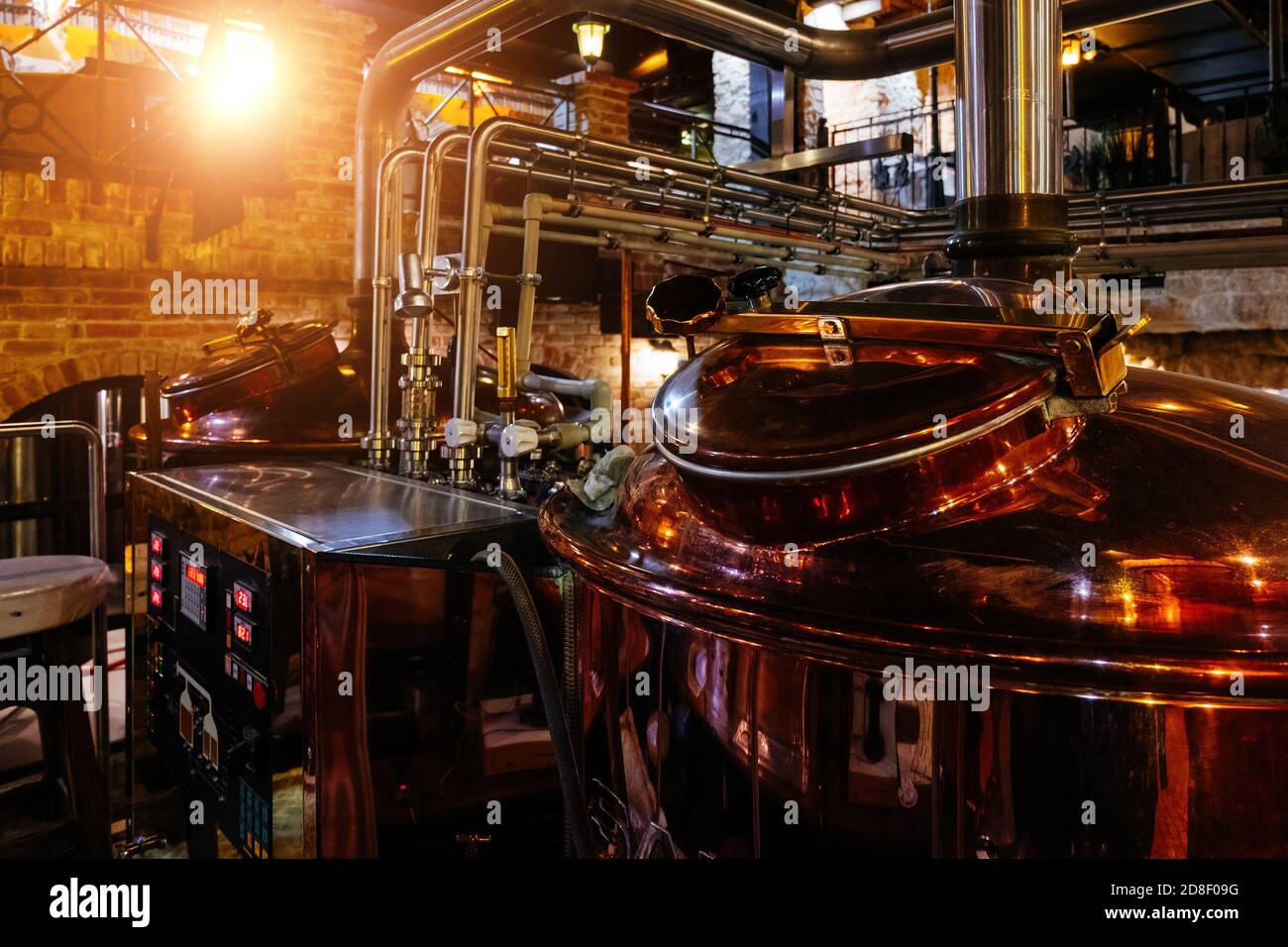 Craft beer production line in private microbrewery Stock Photo - Alamy